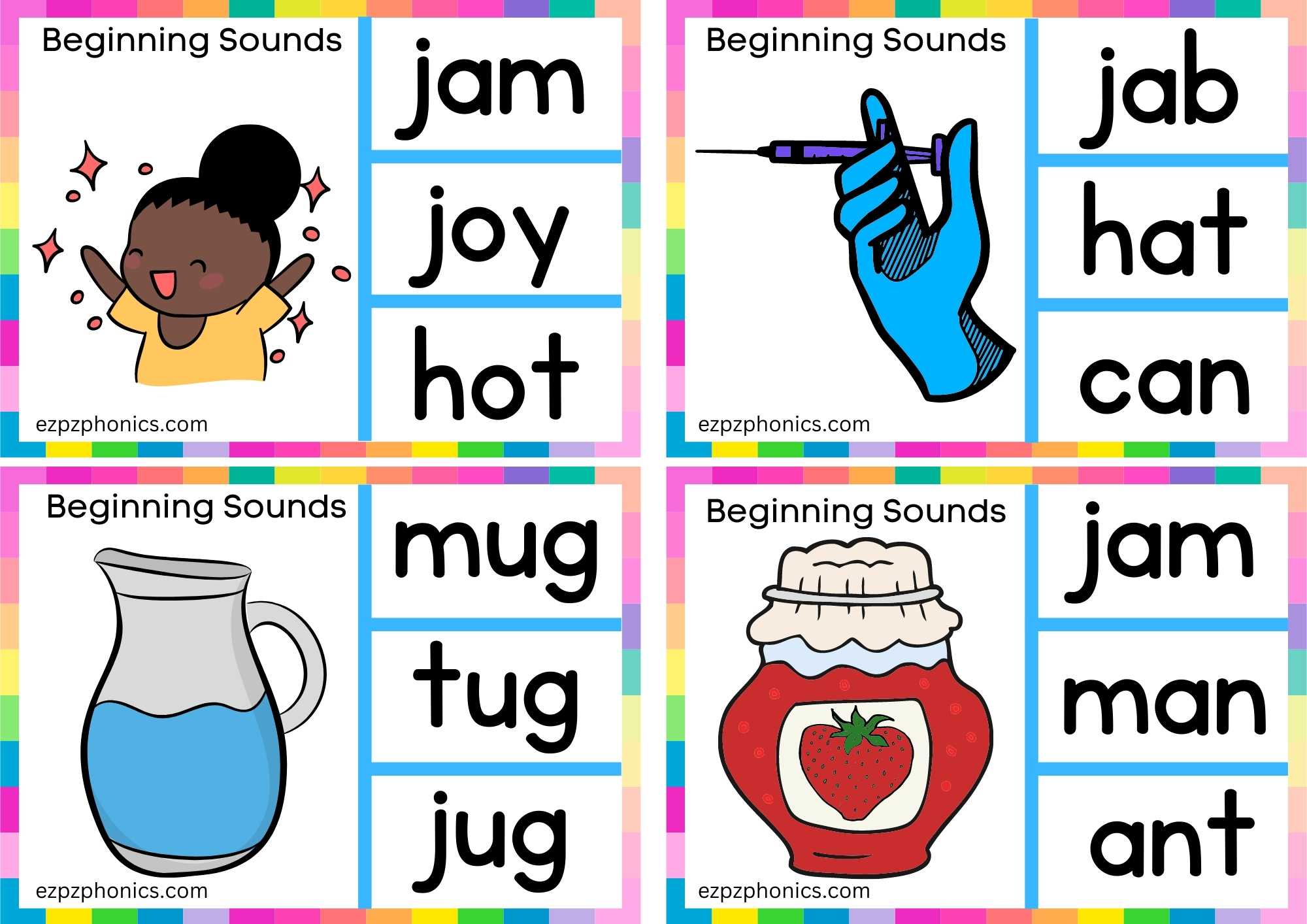 Letter J Look At The Image And Clip The Correct Word Group 1 - ezpzphonics.com